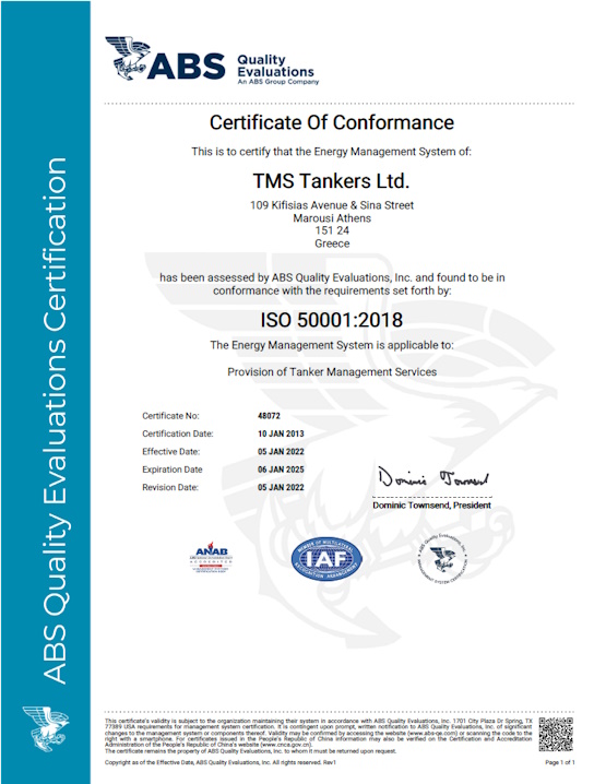 TMS Tankers Ltd. - Energy Policy